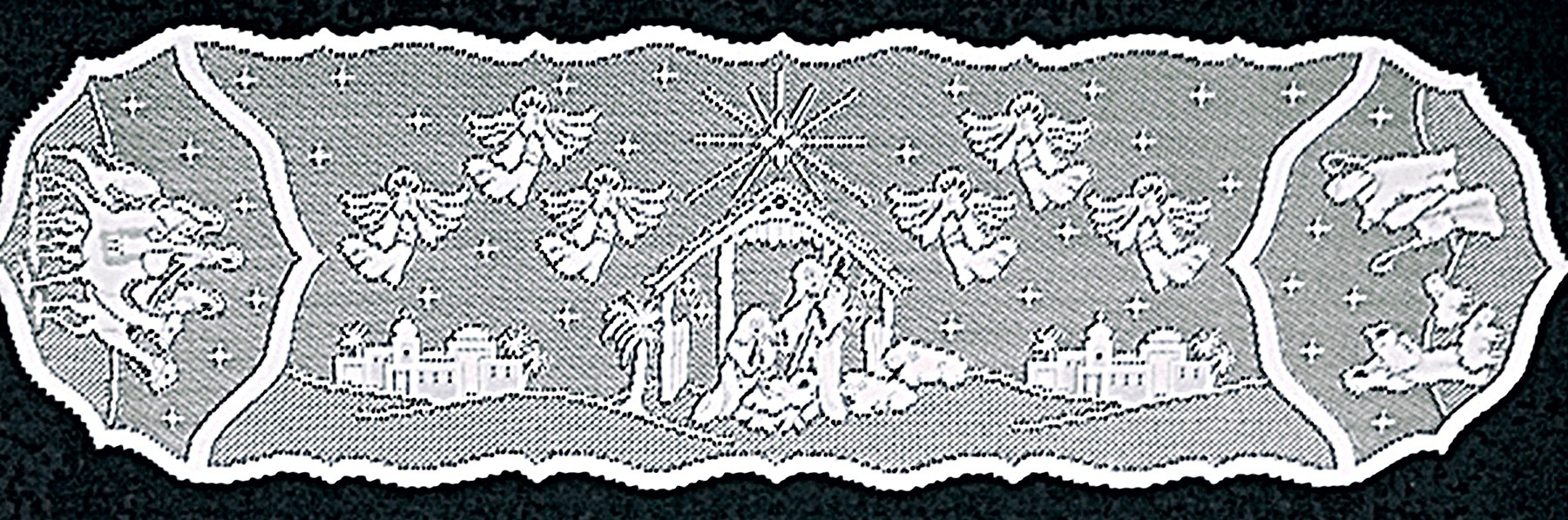 Table Runner Nativity 14x52 White Heritage Lace - Elegance of Lace Boutique